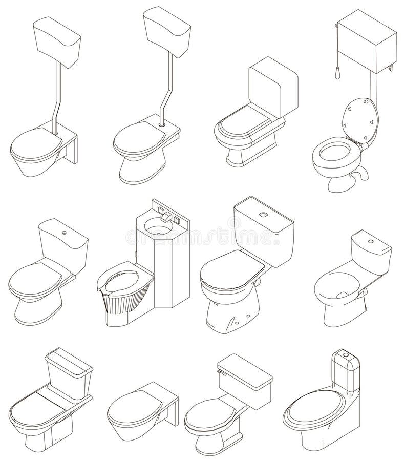 Toilet icon set stock vector. Illustration of restroom - 68185780