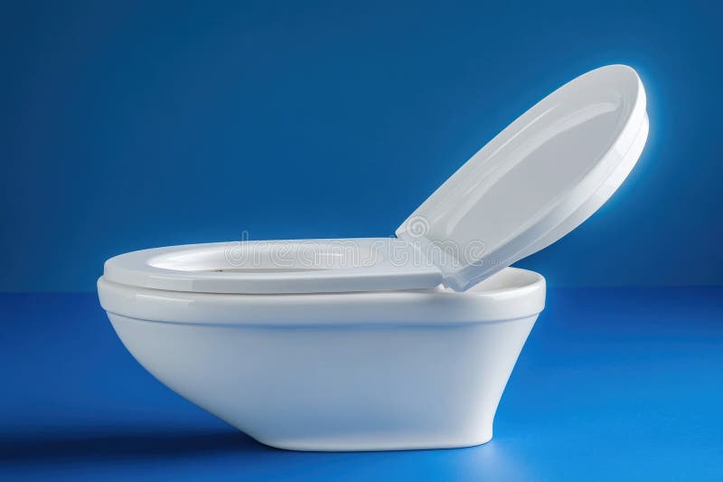 Toilet Interior Blue Background Bathroom Fixture Sanitary Ware Stock ...