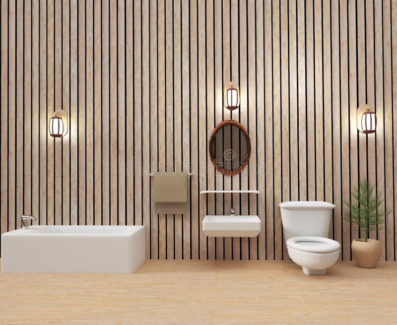 Toilet Interior in 3D Render Image Stock Illustration - Illustration of ...