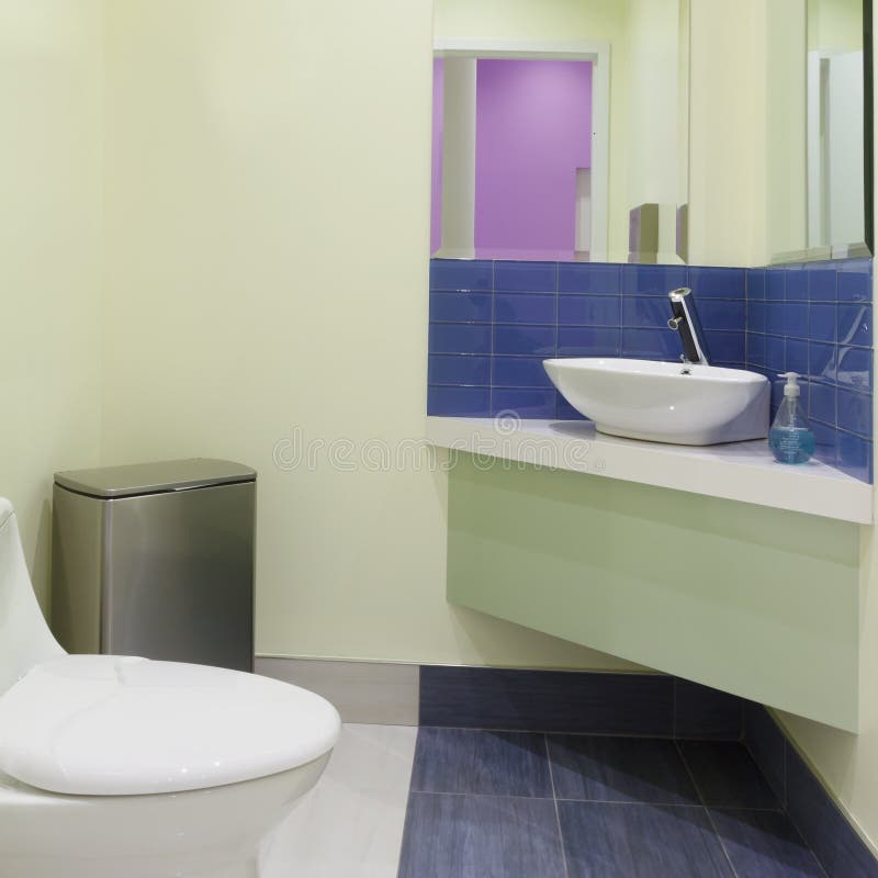 Toilet Interior Design stock photo. Image of mirror, house - 48611376