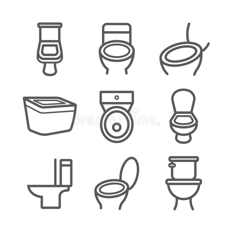Toilet Line Icon. Vector Signs for Web Graphics. Stock Vector ...