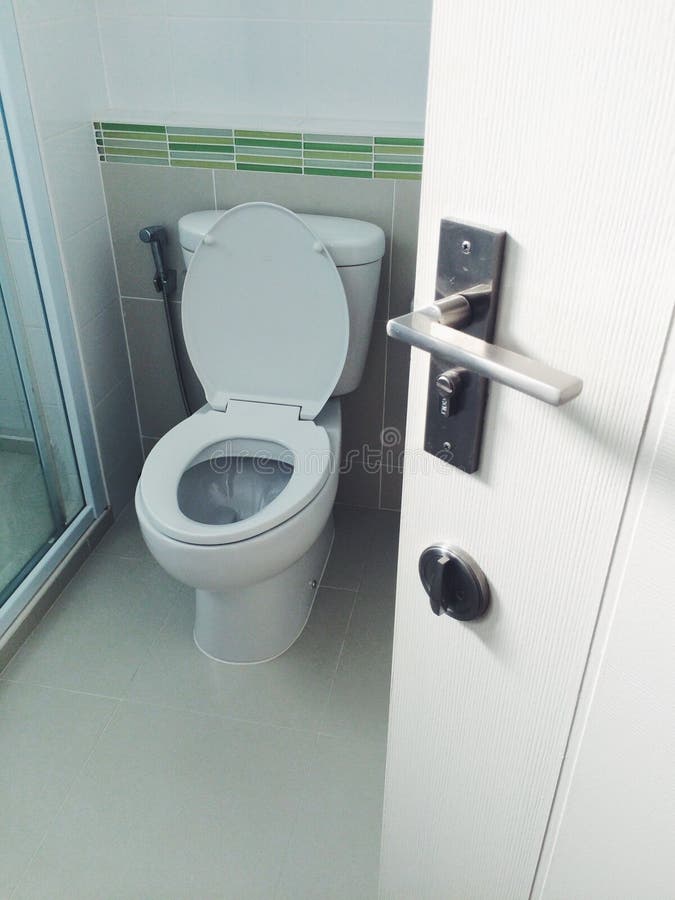 Toilet stock image. Image of toilet, door, open, lavatory - 60788635
