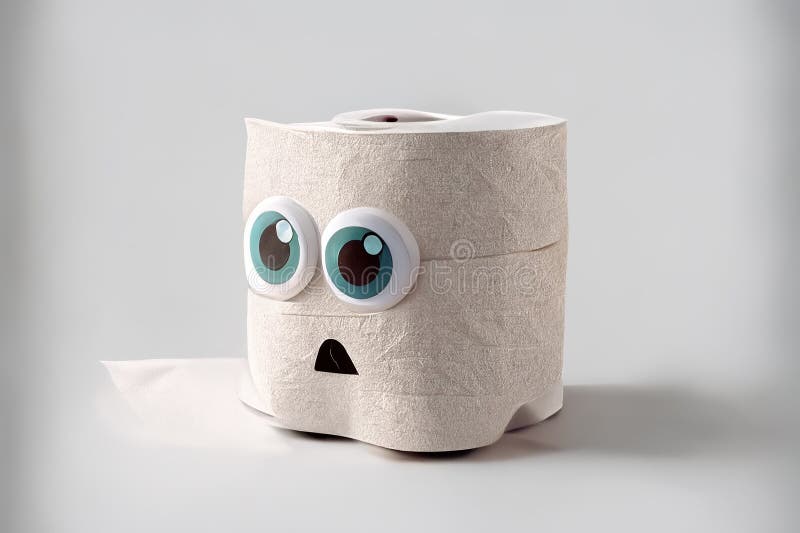 Toilet Paper with Eyes 3d Drawing. Generative AI Stock Illustration ...