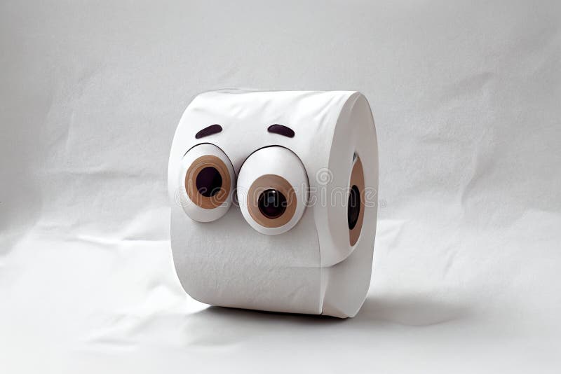 Toilet Paper with Eyes 3d Drawing. Generative AI Stock Illustration ...