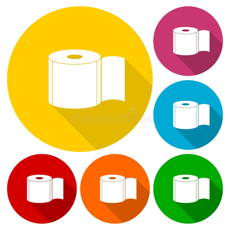Toilet Paper Icons Set with Long Shadow Stock Vector - Illustration of ...