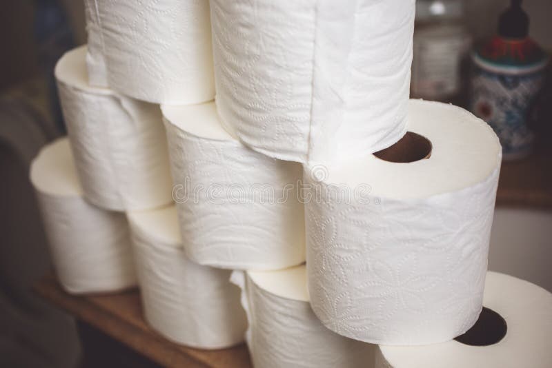 Toilet Paper Pyramid in the Bathroom Editorial Photo - Image of towel ...