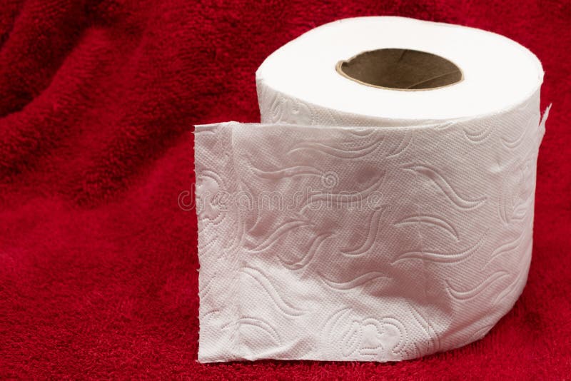 Toilet Paper in Red Background Stock Photo - Image of hygiene, material ...