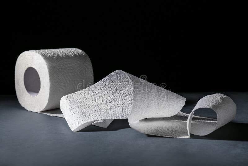 Toilet Paper Roll on Grey Table Stock Image - Image of comfort, grey ...