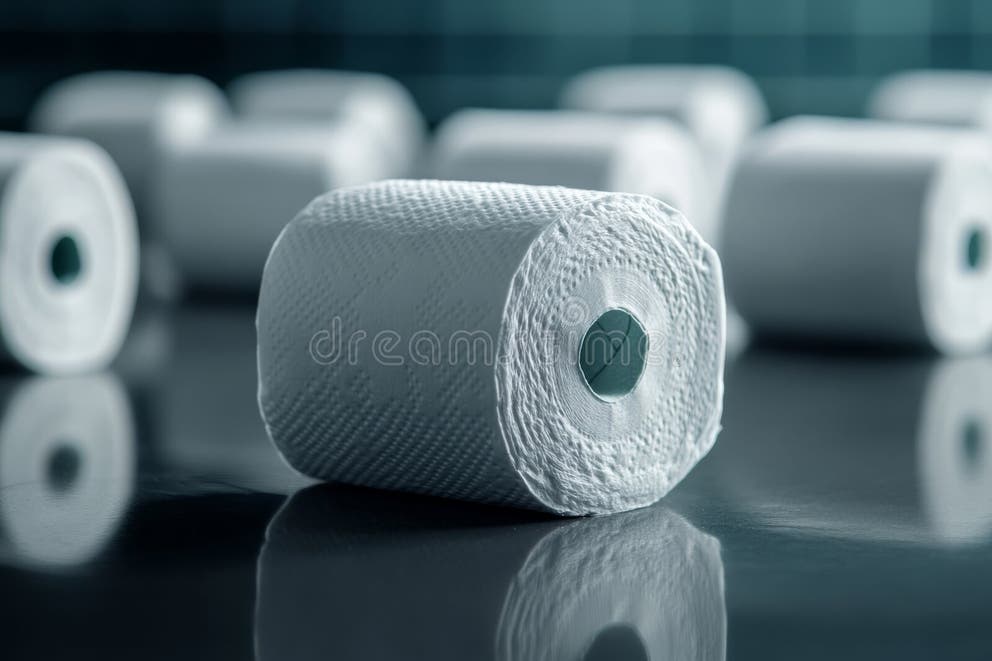 Toilet Paper Rolls on the Table in the Bathroom Stock Illustration ...