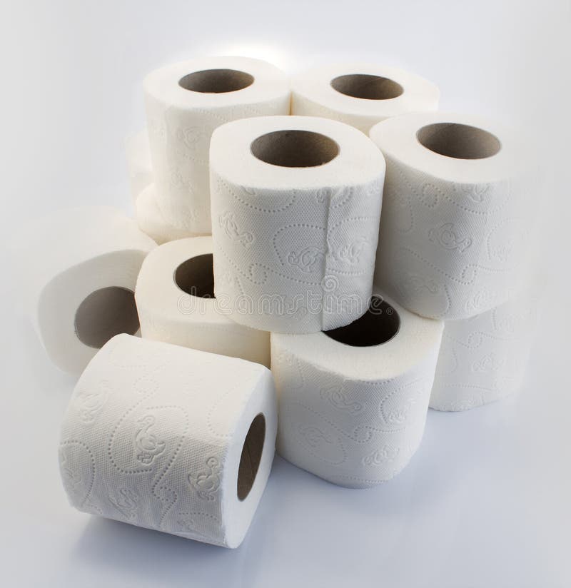 Toilet Paper Rolls on White Stock Image - Image of objects, sanitary ...