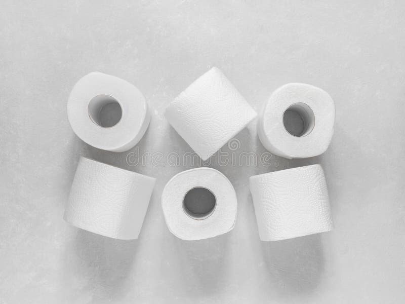 Toilet Paper Rolls on White Background. Top View, Copy Space Stock ...