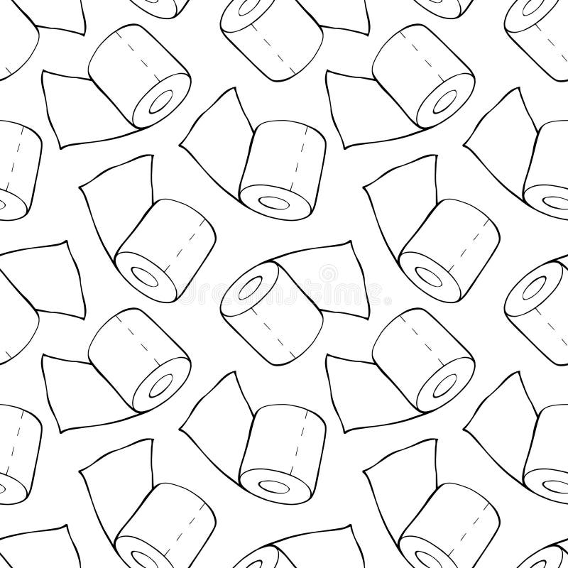 Toilet Paper Seamless Pattern Vector Flat Illustration Stock Vector