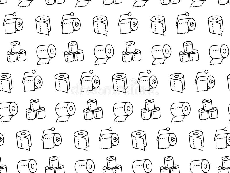 Toilet Paper Thin Line Seamless Pattern Background. Vector Stock Vector ...