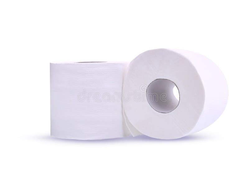 Toilet Paper or Tissue Paper Roll Isolated on White Background with ...