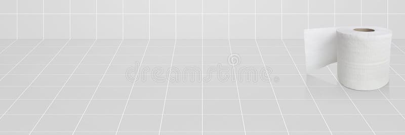 Toilet Paper in White Ceramic Tile Room Stock Image - Image of bowl ...