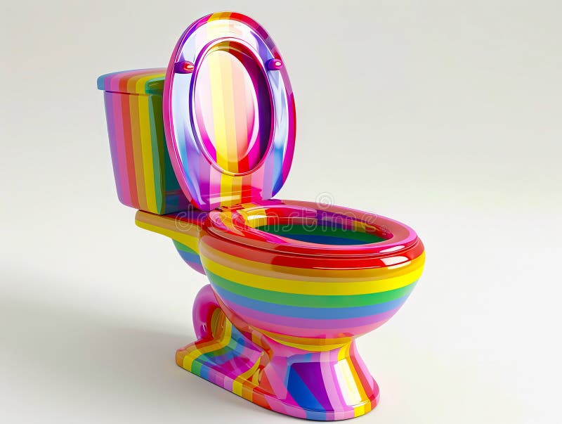 A Toilet with a Rainbow Colored Seat Stock Photo - Image of bathroom ...