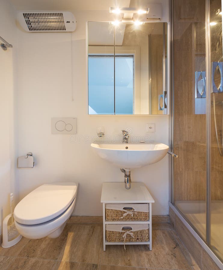 Toilet and Shower. Front View Stock Image - Image of toilette, front ...