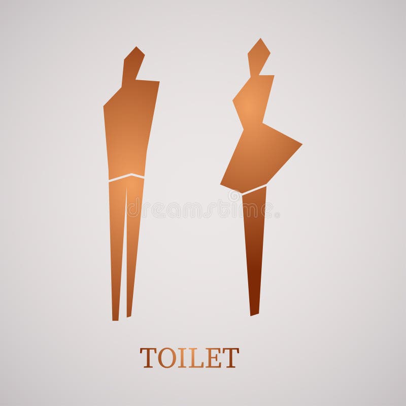 Toilet Sign Men and Women in Orange, WC, Bathroom, Vector Signs Stock ...