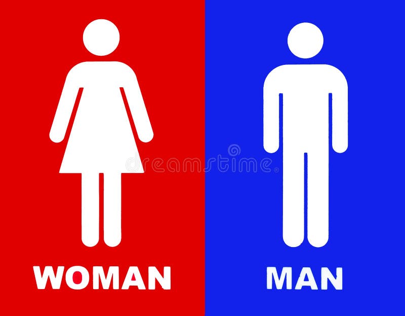 Toilet Sign in Red and Blue Stock Illustration - Illustration of girl ...