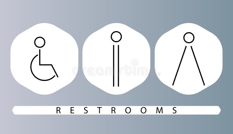 Simple Toilet Signs, Man Woman and Disabled Access Icons, Bathroom ...