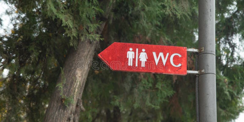 Toilet Sign. WC Sign in the Park Stock Photo - Image of nature, street ...