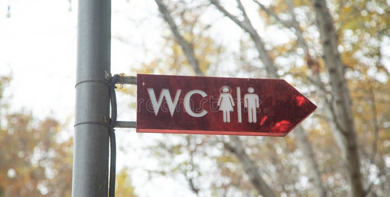 Toilet Sign. WC Sign in the Park Stock Image - Image of symbol, sign ...