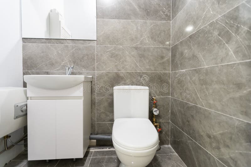 Toilet Stall in Public Restroom Stock Image - Image of bowl, tile ...