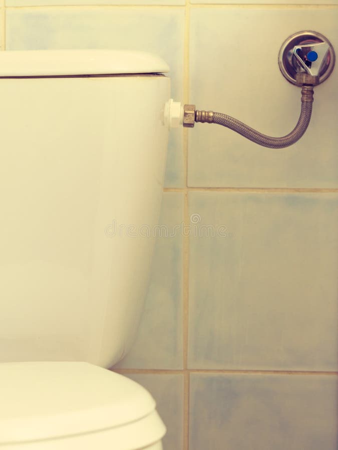 Toilet Water Supply Wire with Tap Stock Photo - Image of close, closeup ...