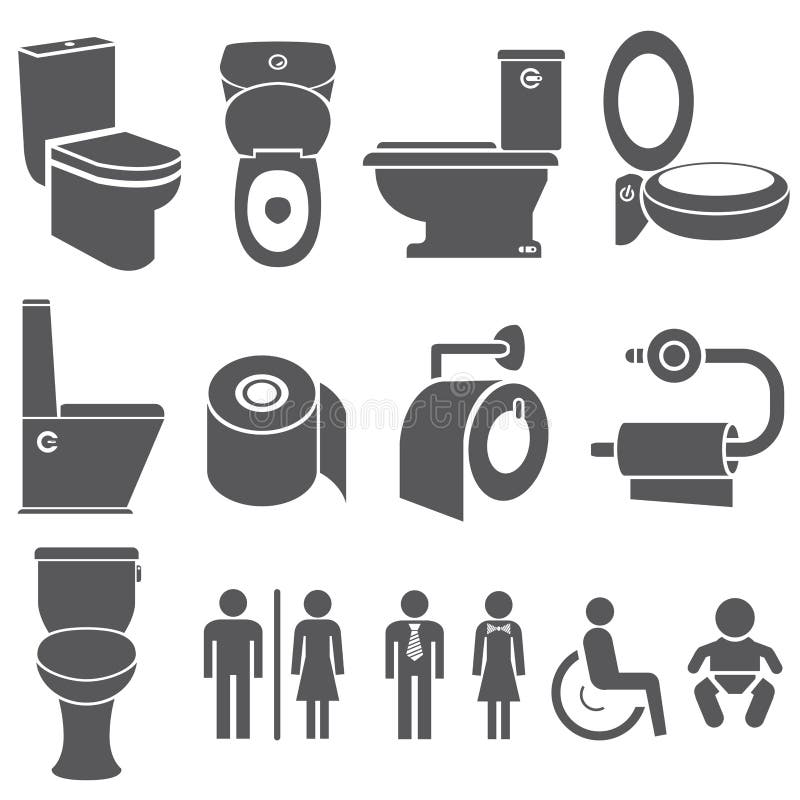 Toilet and wc symbol set stock illustration. Illustration of sanitary ...
