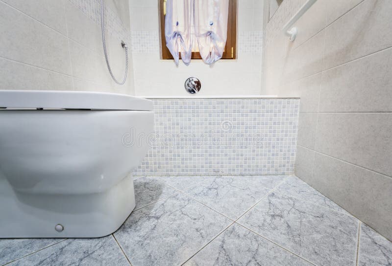 Toilet Bowl In The Bathroom, Bottom View Stock Photo - Image of closet ...