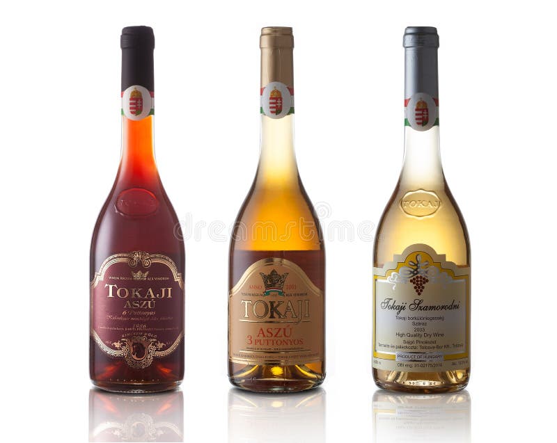 Two Bottles of Tokaji Wine on a Fancy Glass Table. Tokay is a White ...