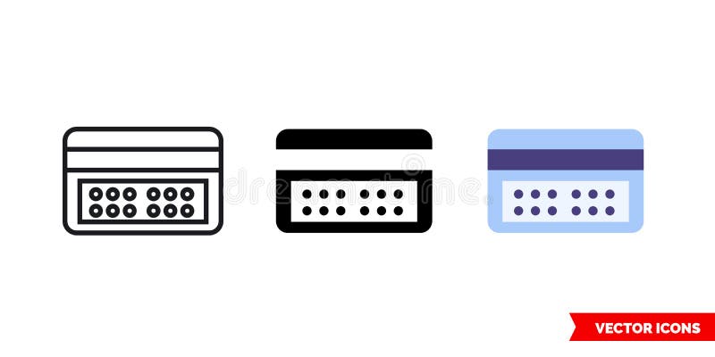 Token Card Code Icon of 3 Types. Isolated Vector Sign Symbol. Stock ...