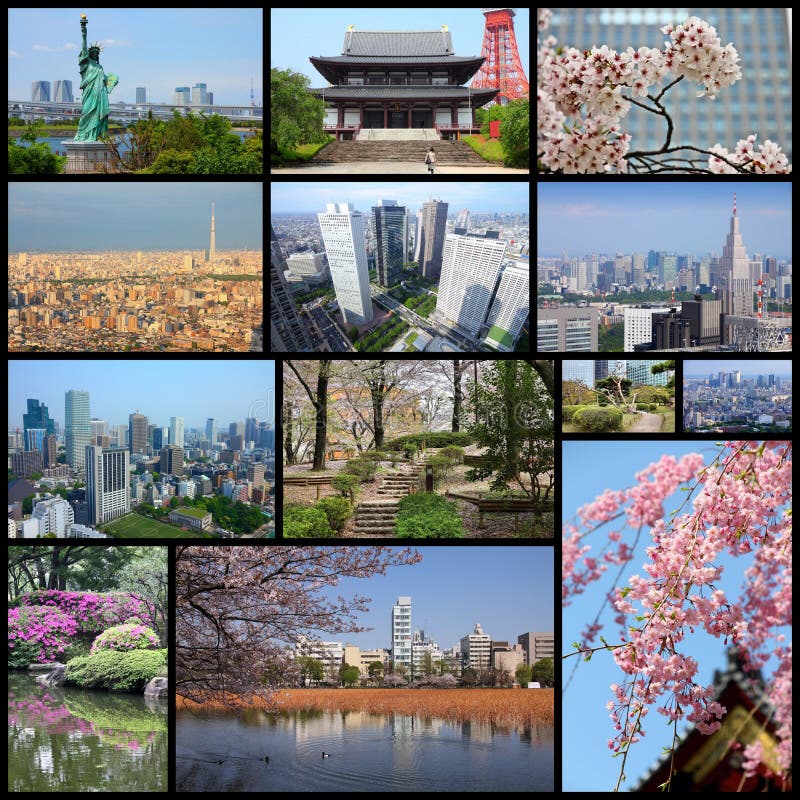 Collage De Las Fotos De Tokio Foto de archivo - Imagen de cuadro ...