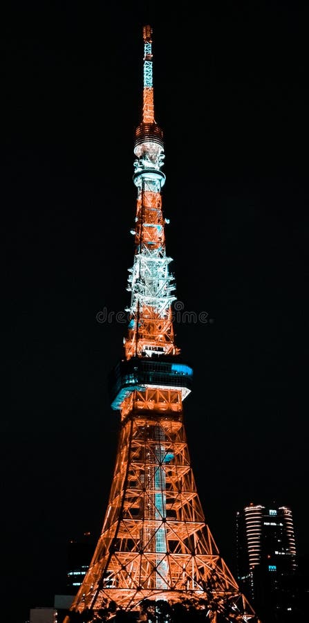 Tokio tower at night editorial stock photo. Image of darkness - 270761108