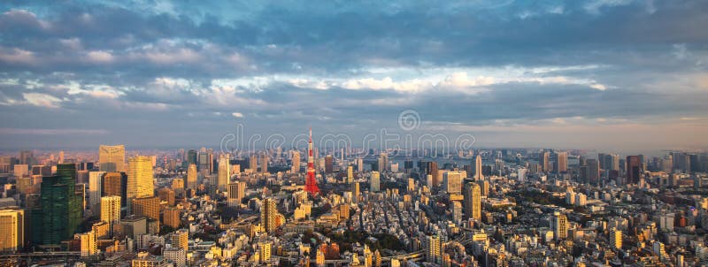 Tokyo Aerial Panoramic View Stock Image - Image of megacity, landscape ...