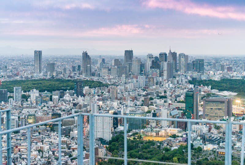 Tokyo Aerial View at Sunset Stock Image - Image of tower, building ...