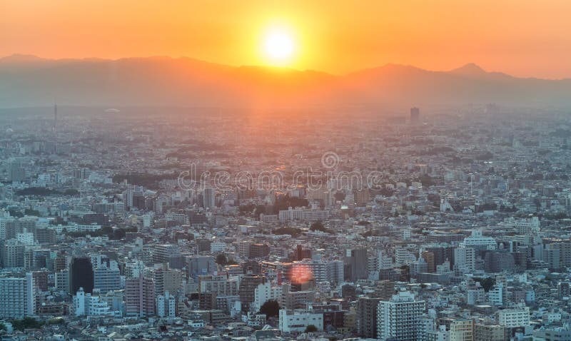 Tokyo at Sunset. Beautiful Aerial View in High Resolution Stock Image ...