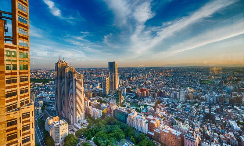 Tokyo at Sunset. Beautiful Aerial View in High Resolution Stock Image ...