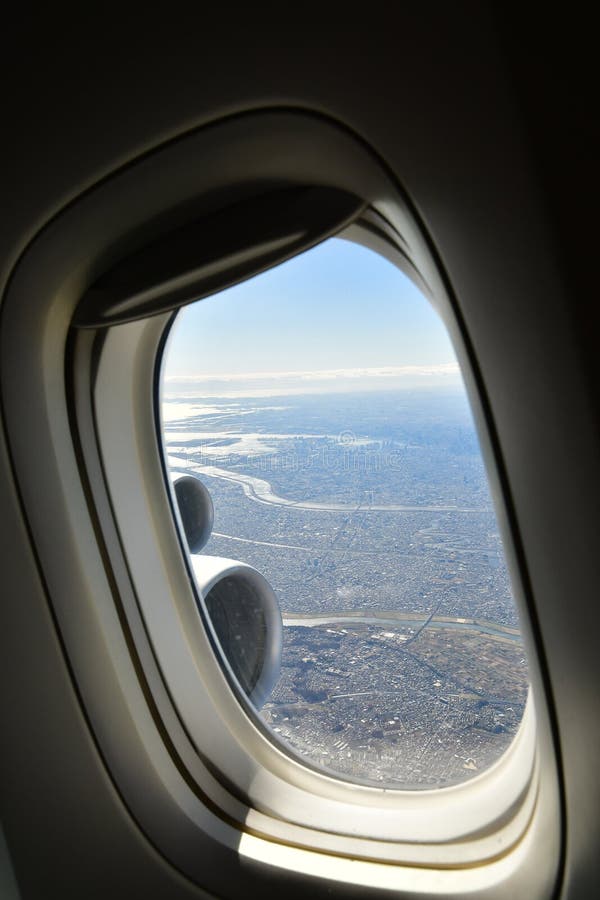 Tokyo Area from Airplane Window Jet Engine Wing Stock Photo - Image of ...