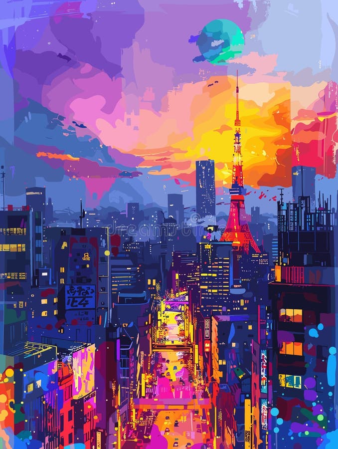 Tokyo City Beautiful Vector Illustration for Postcards, Web Sites and ...