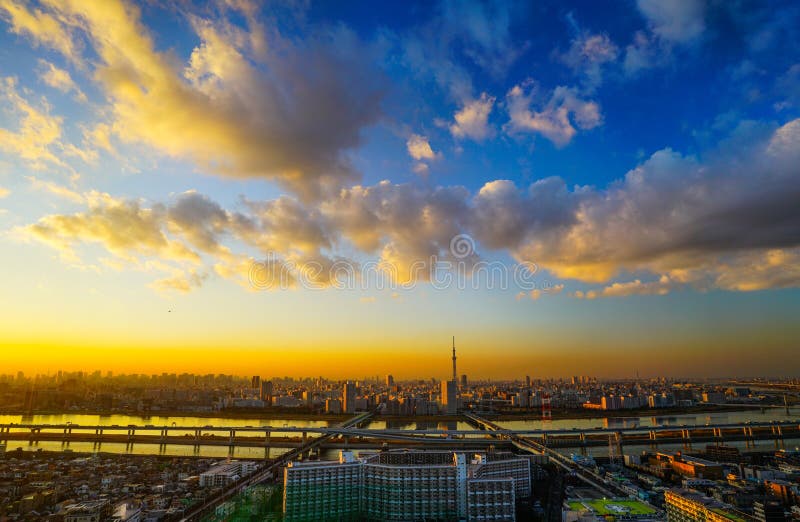 Tokyo City and River and Tokyo Tower View Stock Image - Image of ...