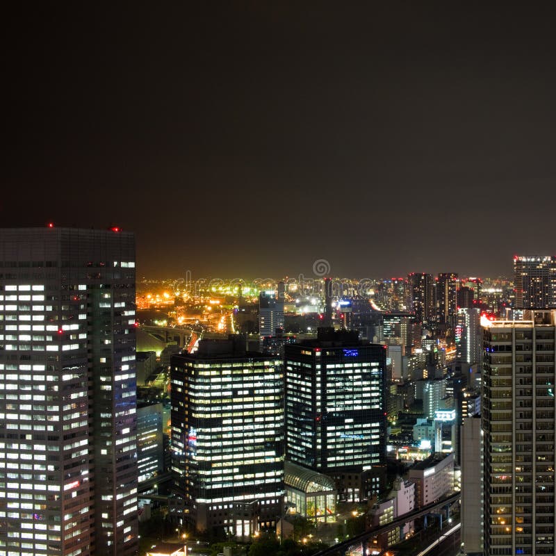 Tokyo cityscape by night stock image. Image of building - 9087941