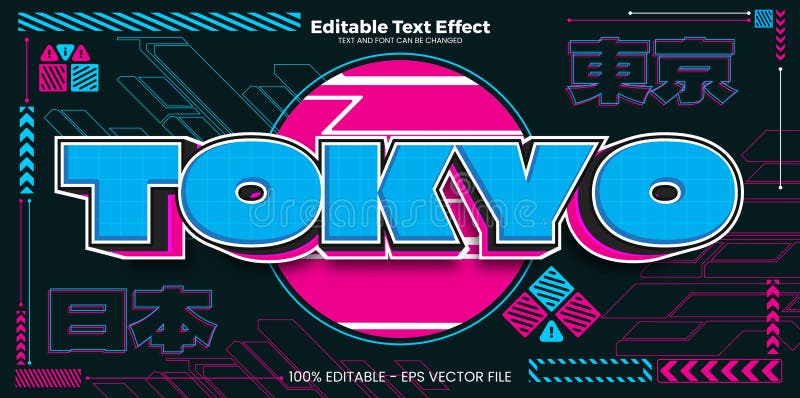 Tokyo Editable Text Effect in Modern Cyber Trend Style Stock Vector - Illustration of tokyo ...