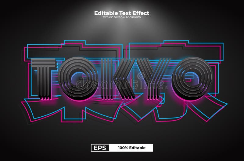 Tokyo Editable Text Effect in Modern Trend Style Stock Vector ...