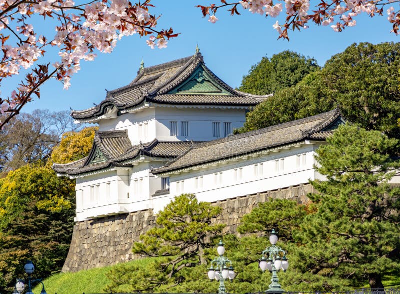 Tokyo Imperial Palace in Spring, Japan Stock Illustration ...