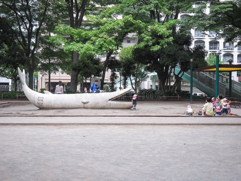 Tokyo, Japan - April 22, 2018 : Playground with a Whale Editorial Stock ...