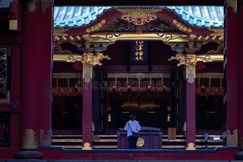Tokyo, Japan - 9 8 2019: the Main Shrine Building at Nezu Shrine ...
