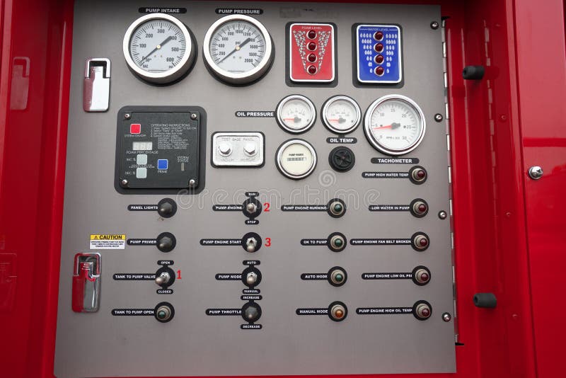 Fire Engine Instrument Panel Stock Image - Image of firefighter, panel ...