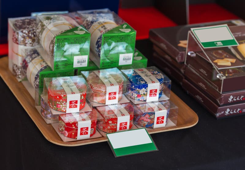 TOKYO, JAPAN - OCTOBER 31, 2017: Multicolored Boxes in the Store. Frame ...