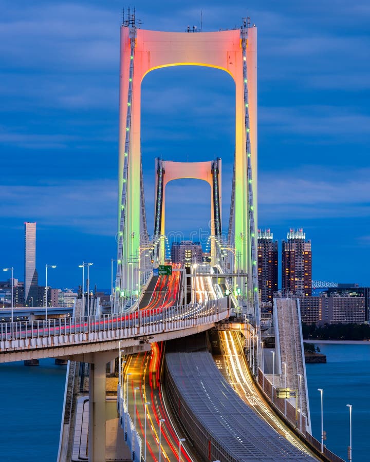 Tokyo, Japan with Rainbow Bridge Stock Photo - Image of architecture ...